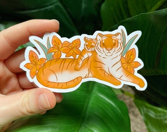 Tiger Sticker Tiger Lily Sticker Cute Tiger Art Tiger Lily Art Vinyl ...