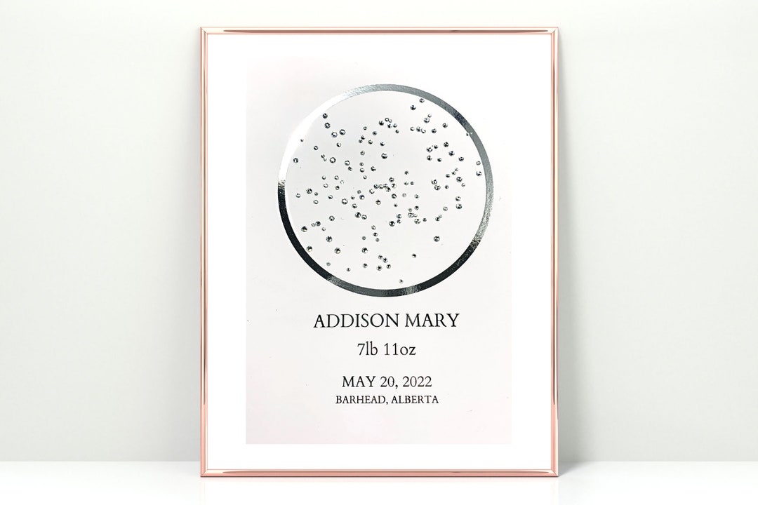 Crystal Star Map Mini Map 4x6 Crystal Anniversary Baby Shower Birthday ...