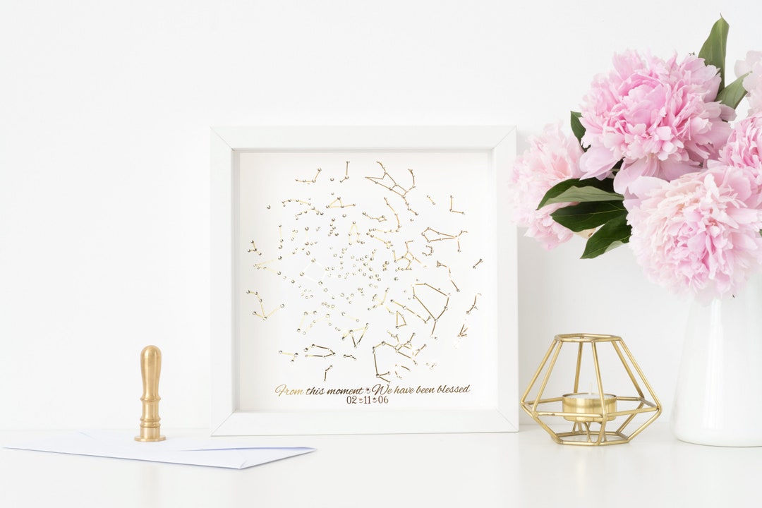 Gold Anniversary Crystal Star Map Metal Foil Custom Constellation Star ...