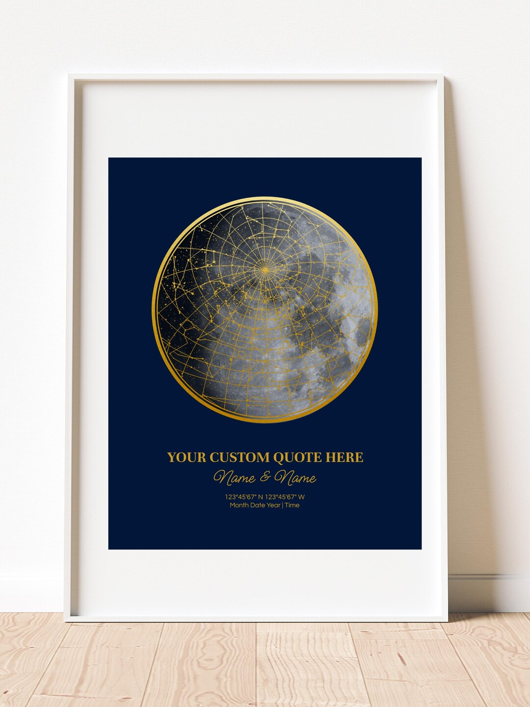 Moon Phase and Star Map Chart Printable Custom Star and Lunar Phase ...