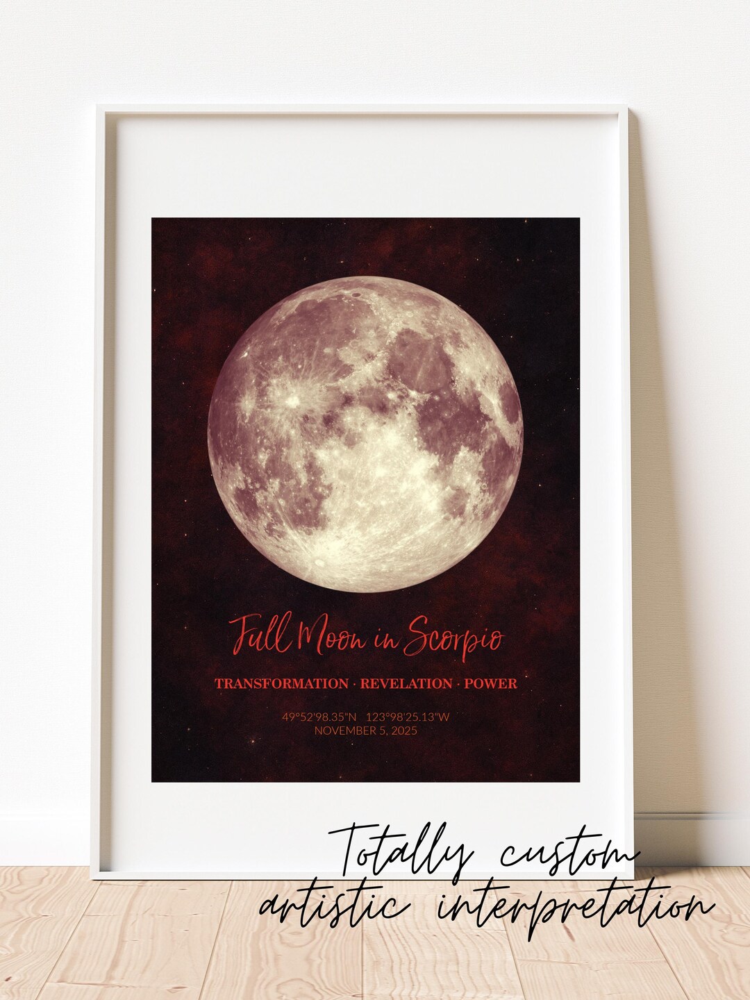Custom Moon Phase & Zodiac Print Personalized Lunar Art by Date and ...