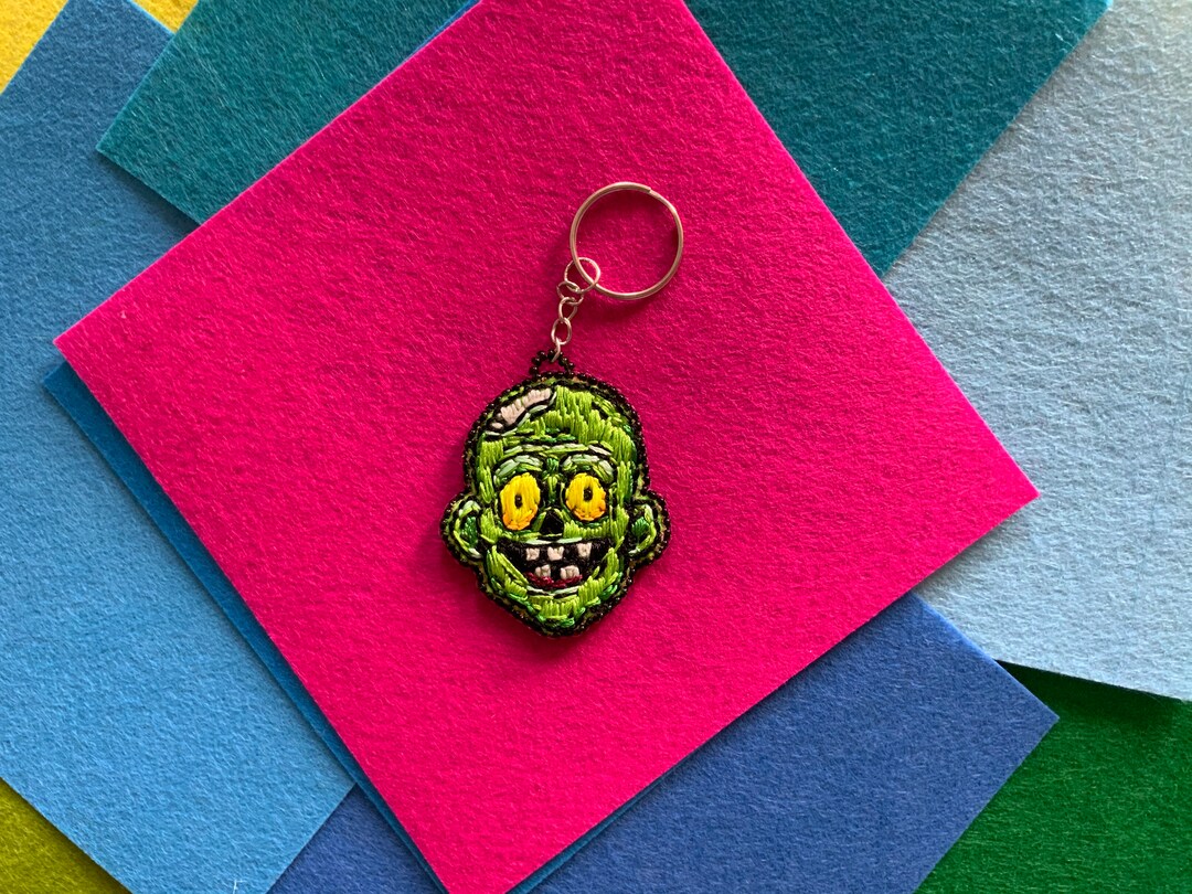 Keyring Green Zombie Cheerful Gift Embroidery Gift for Friend - Etsy UK