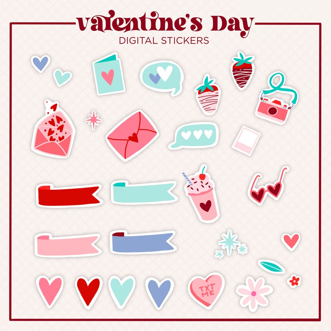 The Valentine's Day Digital Sticker Pack - Etsy