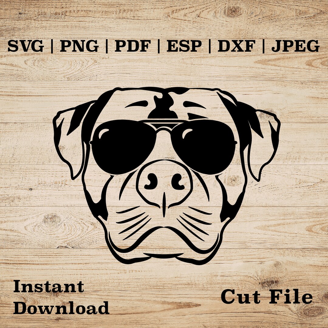 Pitbull With Glasses Svg Pitbull Svg Dog Svg Dog Mom Svg Pitbull Head ...