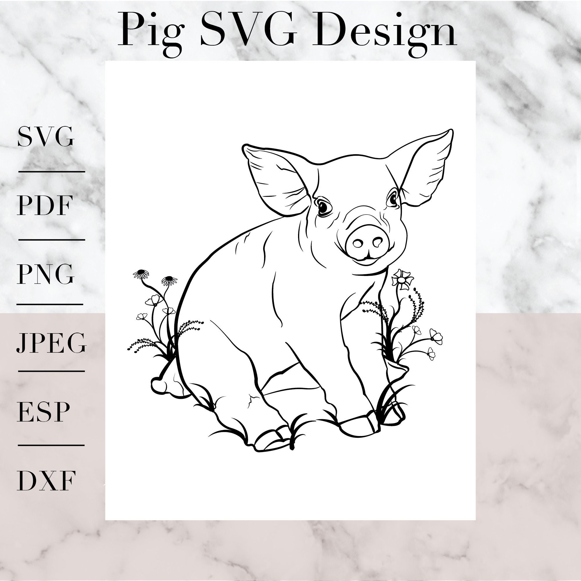 Pig Svg, Cute Pig Svg, Piglet Svg, Farm Svg, Farm Animal Svg, Animal ...