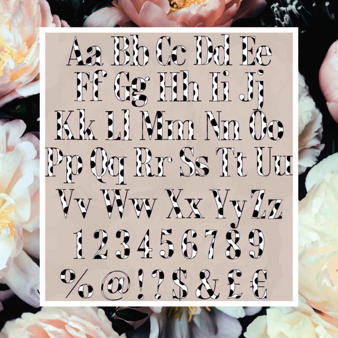 Modern Feminine Alphabet Clipart Letters Kate Spade Polka Dot Font Svg ...