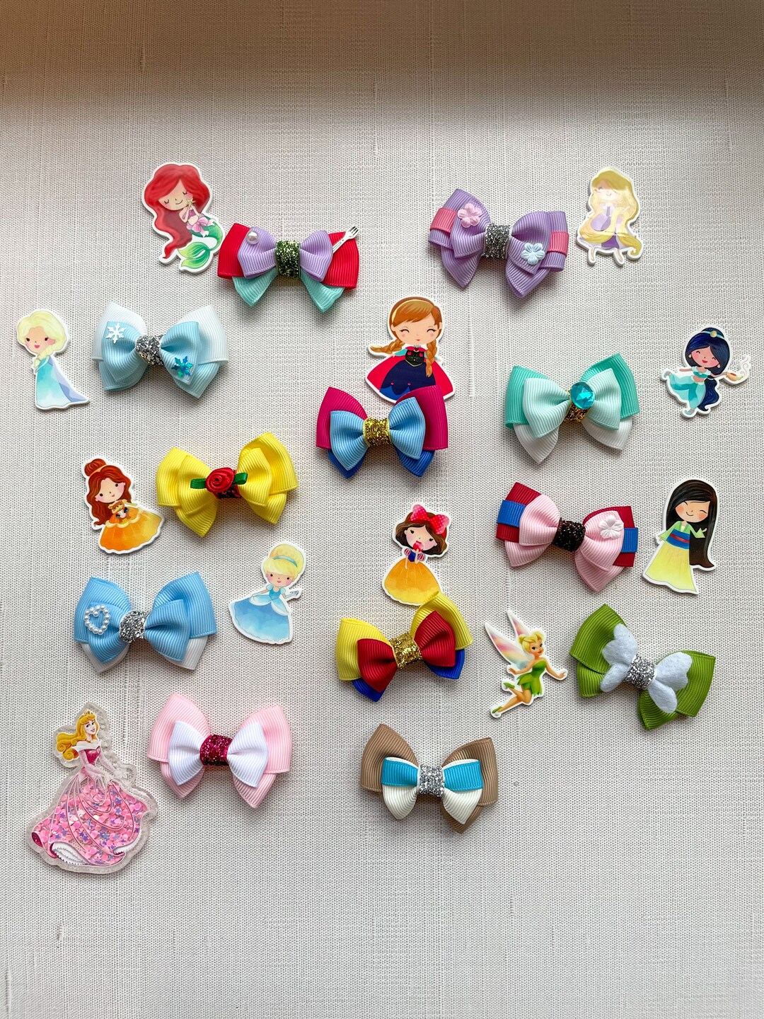 Disney Princess Hair Bows | Pigtail Set of 2 - Etsy