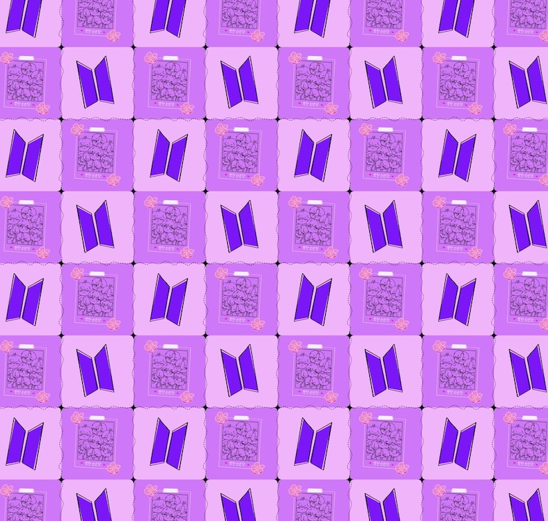 Purple BTS Logo Seamless Pattern | K-pop Fabric, Wallpaper (digital ...