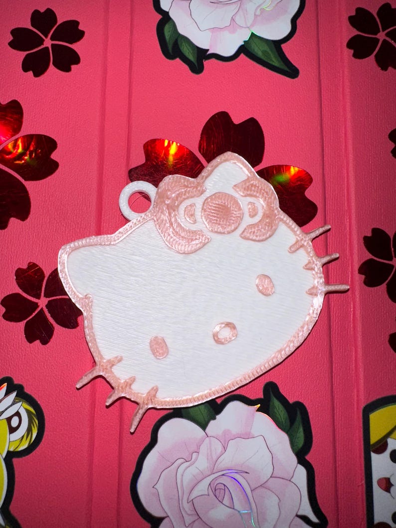 Hello Kitty Keychain 3D Printed - Etsy