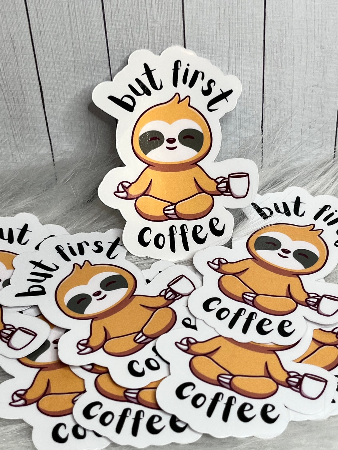 BUT FIRST COFFEE Cute Sloth Coffee Sloth Sticker Waterproof Sticker ...