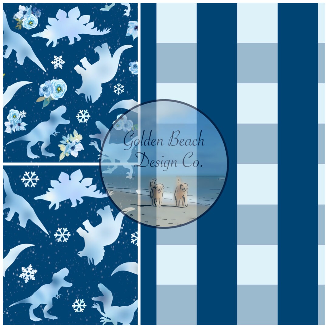Winter Dino, Dinosaur Seamless File, Stripe, Seamless Pattern Bundle ...