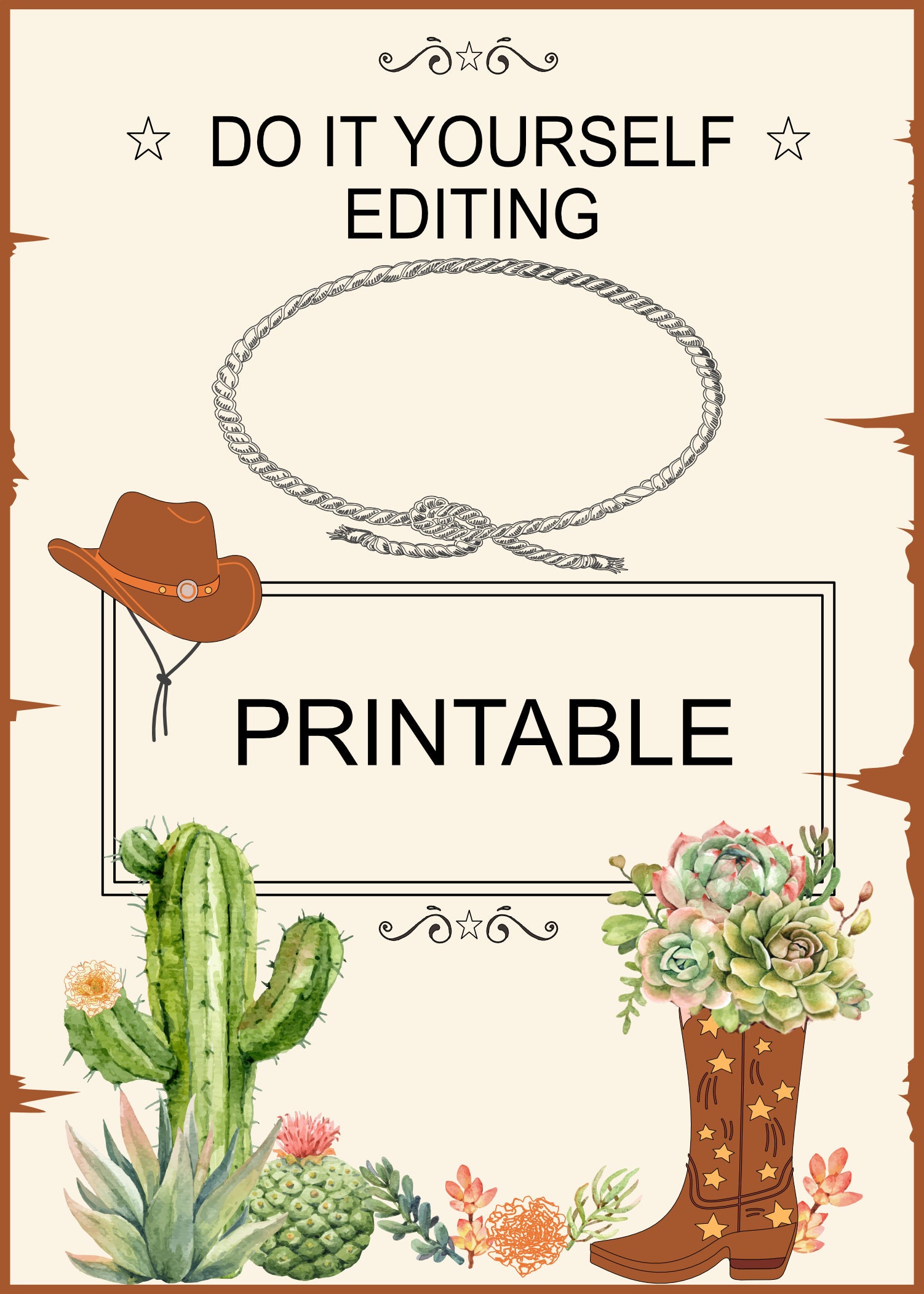 DIGITAL, EDITABLE,PRINTABLE Western Style Invitation, Template Instant ...