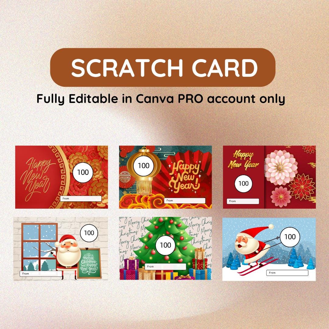 Christmas and New Year Scratch Cards | Editable in Canva - Etsy
