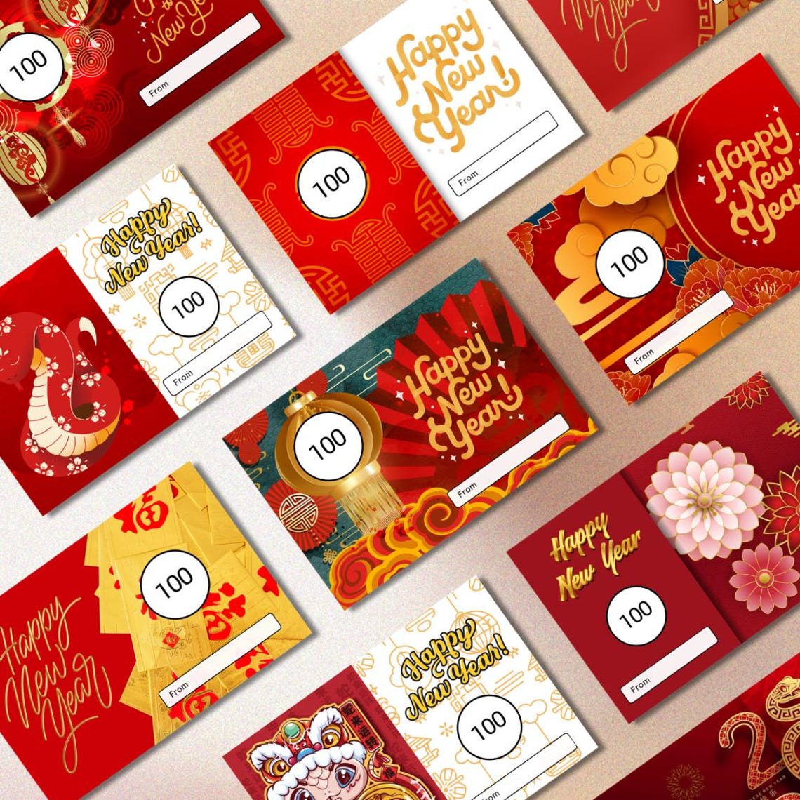 Christmas and New Year Scratch Cards | Editable in Canva - Etsy