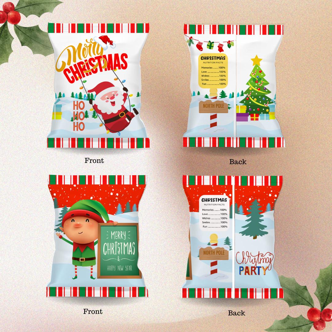4 Designs Christmas Chip Bags/loot Bags Template - Etsy