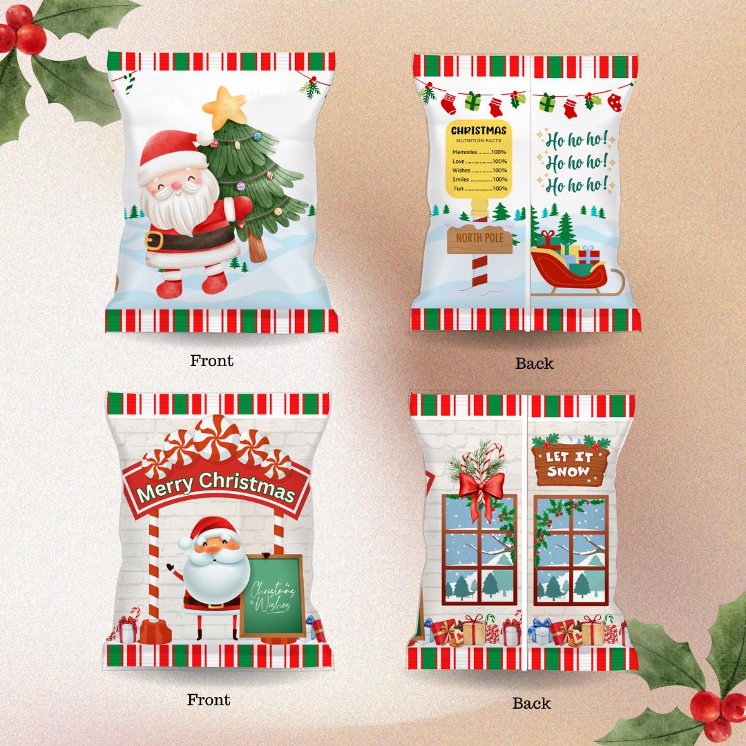 4 Designs Christmas Chip Bags/loot Bags Template - Etsy