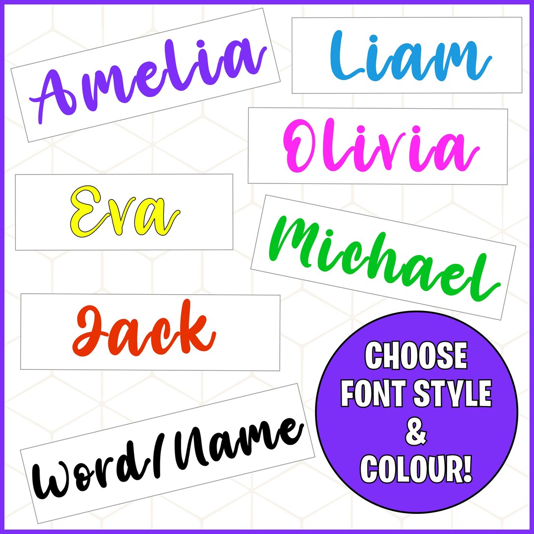 Personalised Word / Name Vinyl Decals - Custom Names or Words Ideal for ...