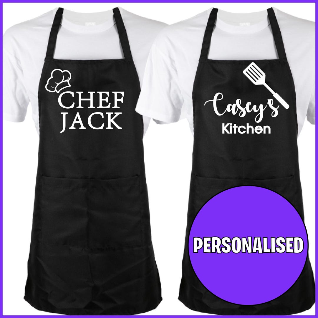 Personalised Apron With Pocket Kitchen Workwear Chef Printed Custom ...