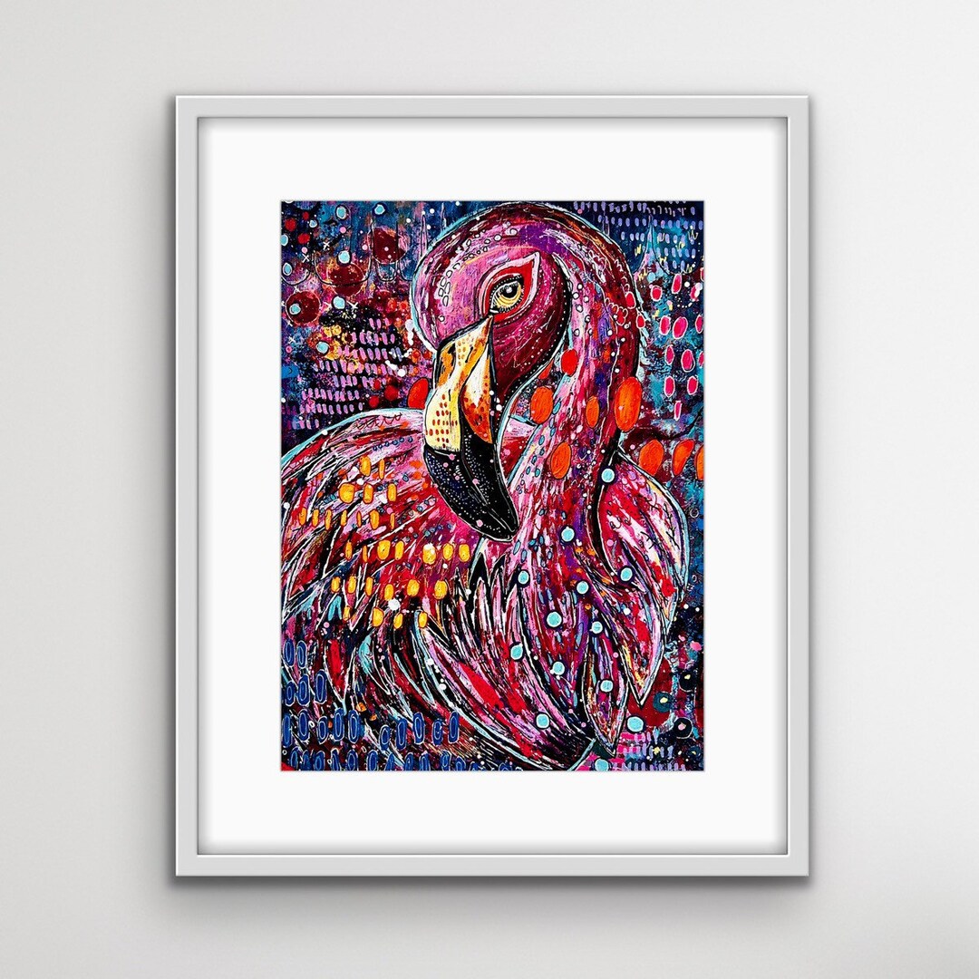 Abstract Flamingo Art Print Eclectic Home Decor Flamingo - Etsy