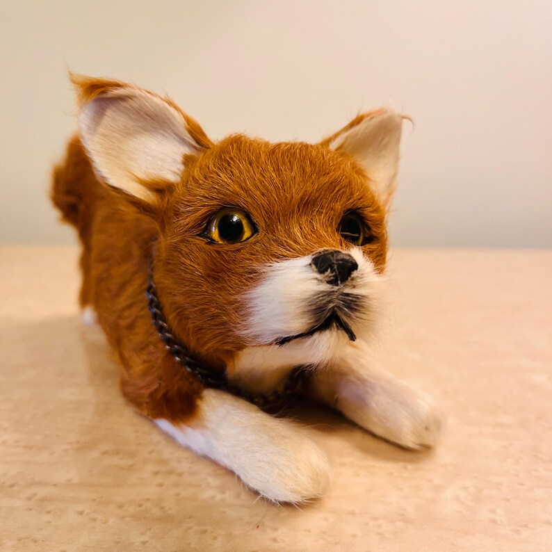 Realistic Handcrafted Dog Stuffed Animal | Playful Pose | Synthetic Fur ...