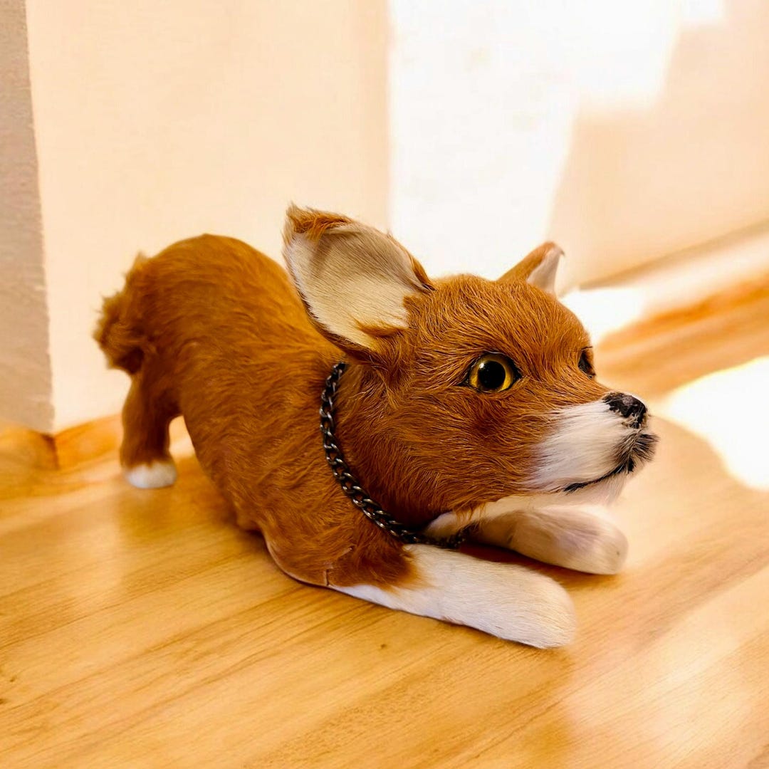 Realistic Handcrafted Dog Stuffed Animal | Playful Pose | Synthetic Fur ...