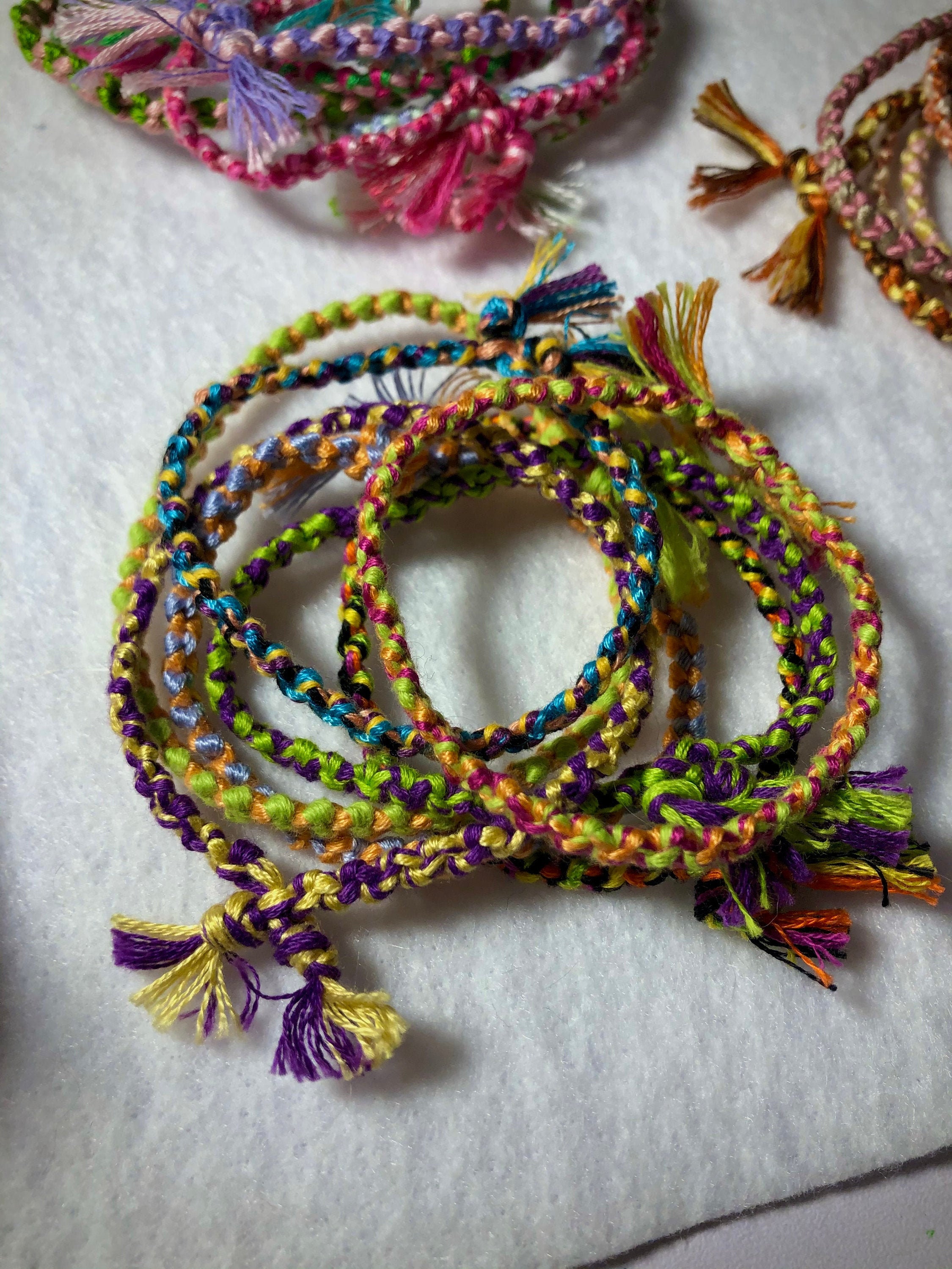 Mystery Set of Handmade Friendship Bracelets | Anklets, Embroidery ...