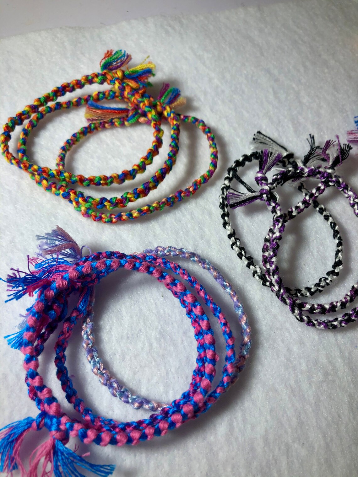 Mystery Set of Handmade Friendship Bracelets | Anklets, Embroidery ...