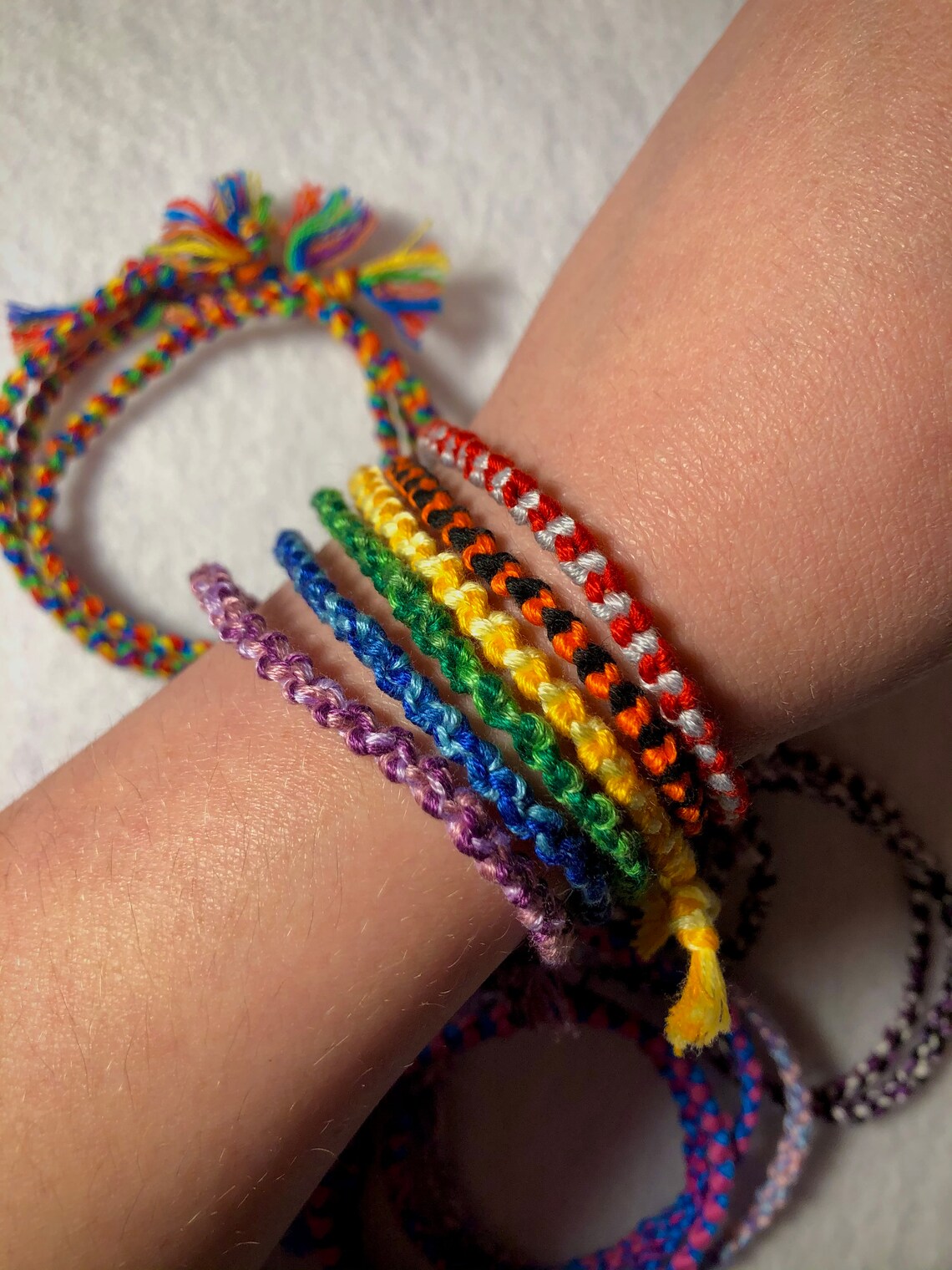 Mystery Set of Handmade Friendship Bracelets | Anklets, Embroidery ...