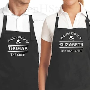 Personalized Couple Apron-cooking Couple Apron-housewarming Gift-his ...