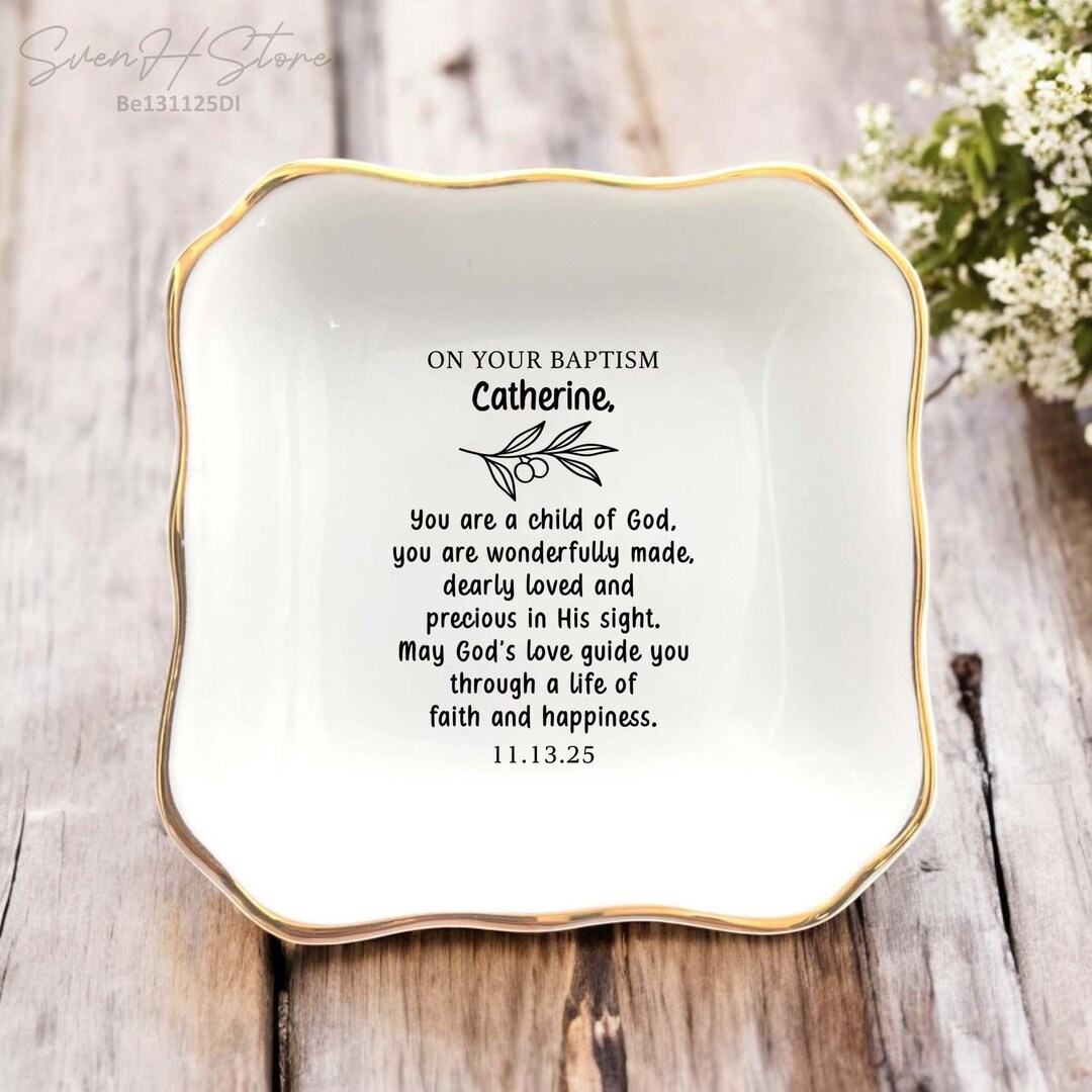 Personalized Baptism Keepsake Ring Dish, Christening Gift for ...