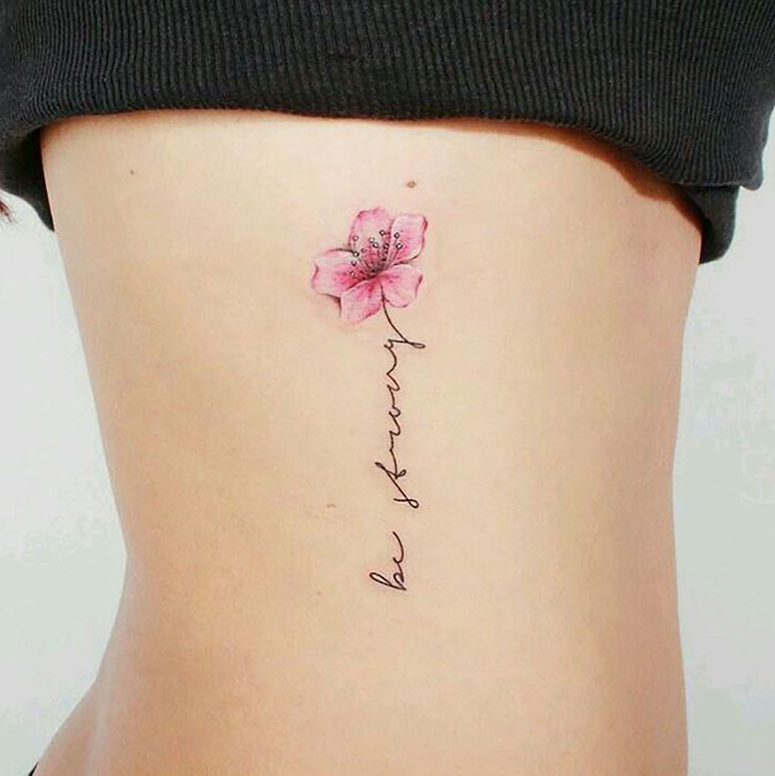Be Strong Flower Tattoo Personalized Temporary Flower Tattoo - Etsy