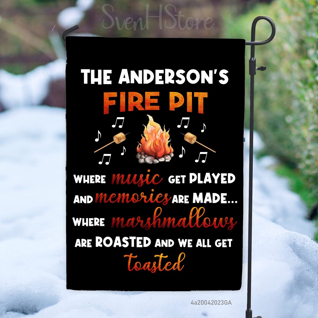 Personalized Family Fire Pit Garden Flag, Custom Campsite Decor Gift ...