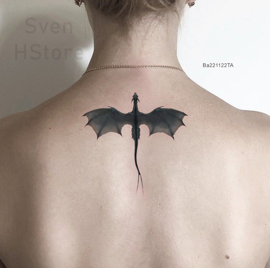Minimalist Dragon Temporary Tattoo Small Blackwork Dragon - Etsy