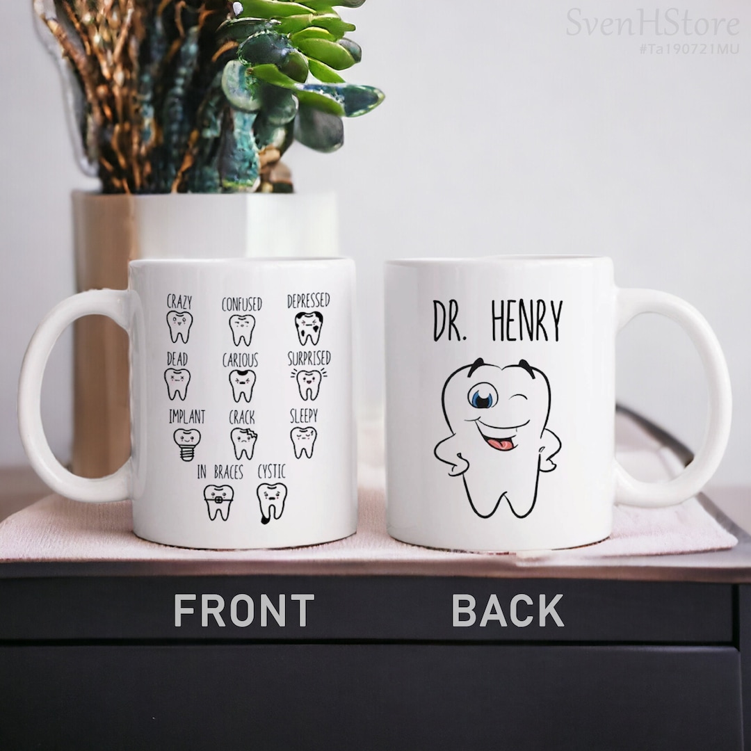 Personalized Dentist Mug-dental Hygienist Gifts-funny Teeth Mug-dental ...