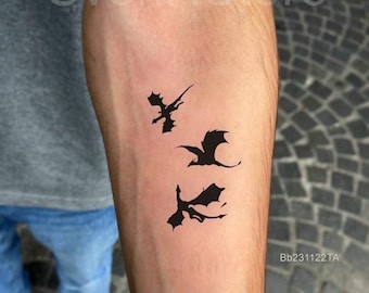 Fire Breathing Dragon Temporary Tattoo Sticker set of 2 - Etsy