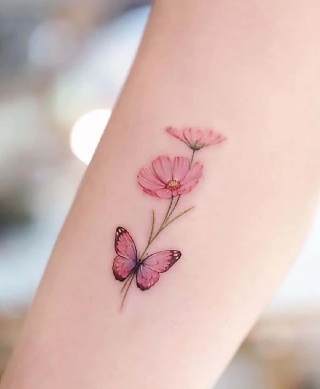 Butterfly and Flower Temporary Tattoo, Floral Butterfly Girly Tattoos ...