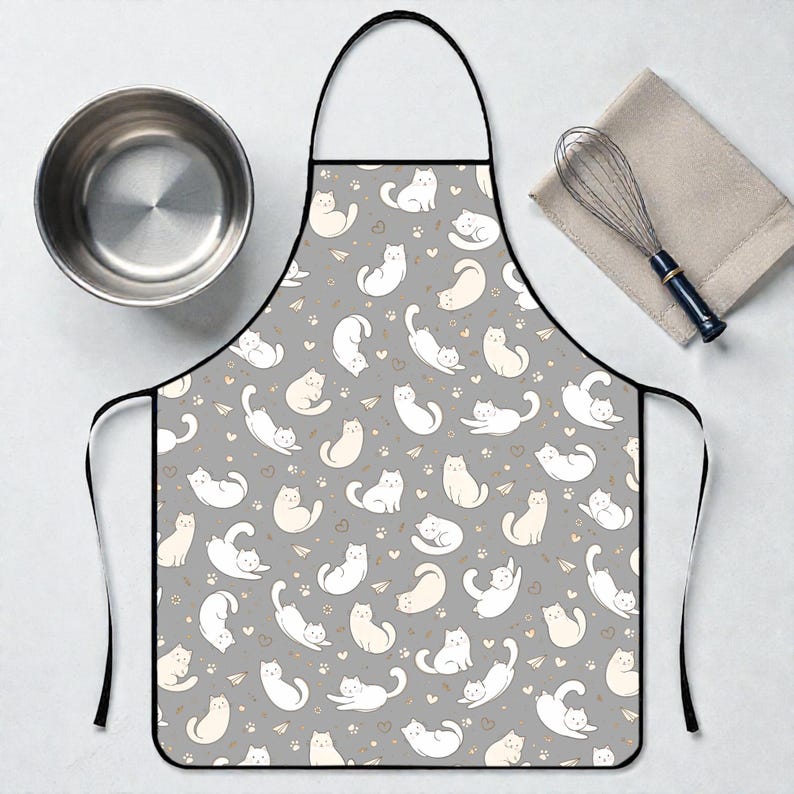 Apron With Cats, Cat Owner Gift, Cooking Baking Kitchen Gifts for Cat ...