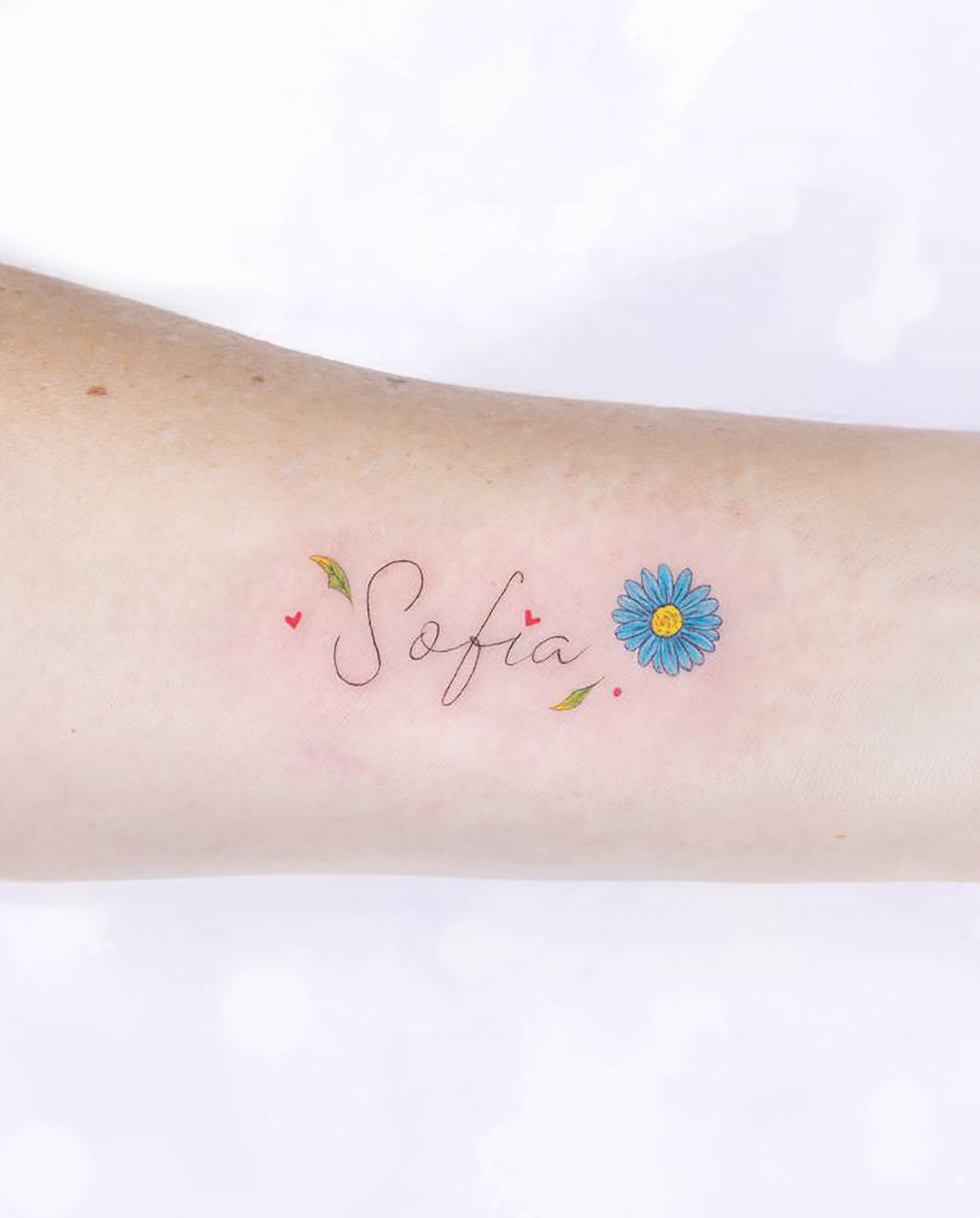 Custom Blue Flower With Name Tattoo Tattoo With Names and - Etsy