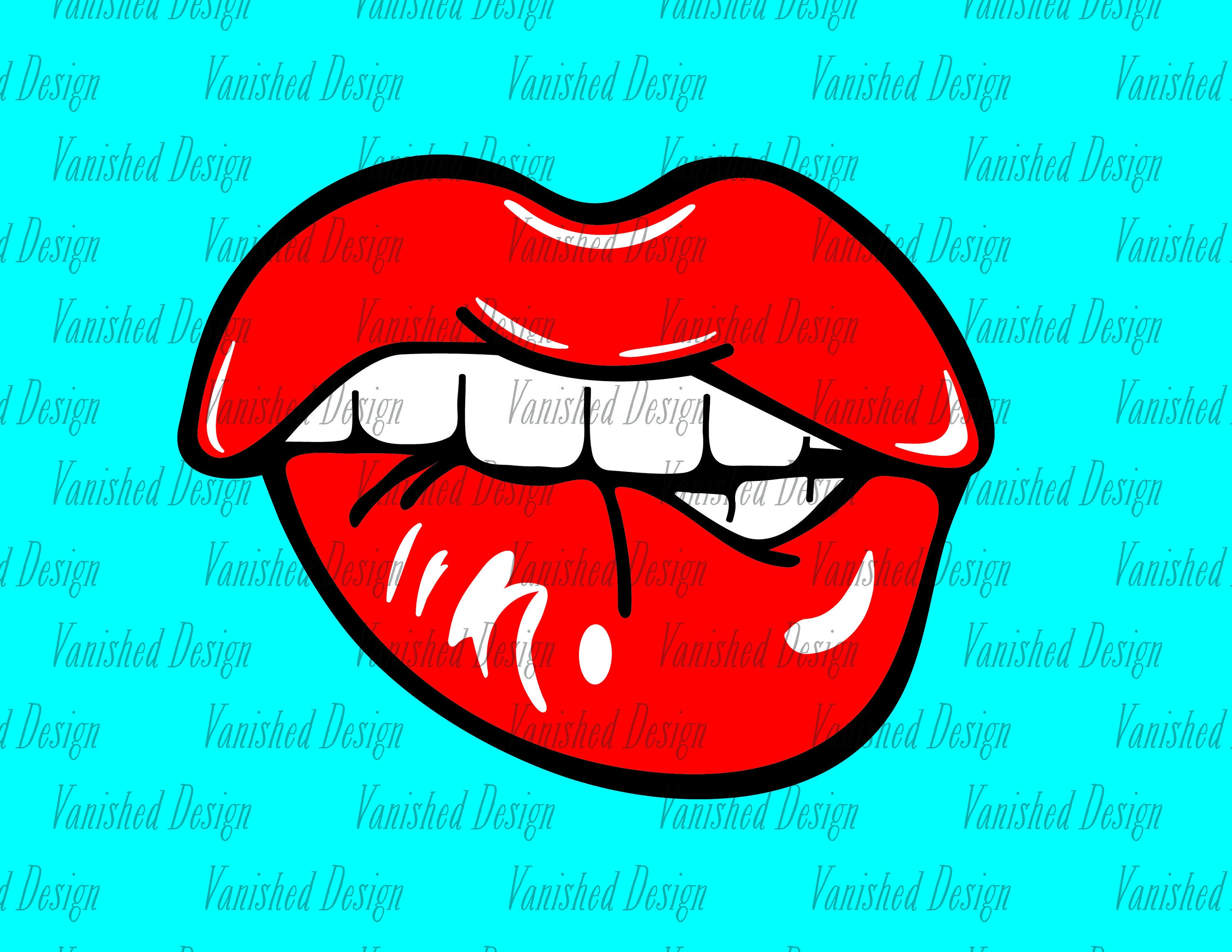 Lip Biting Svg Three Layers, Vector. Cricut Layered Image, Plump Red ...