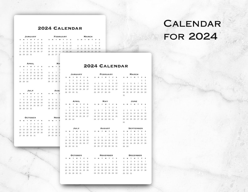 Basic Printable 2024 Calendar. Print Out the Entire Year of 2024. Size ...
