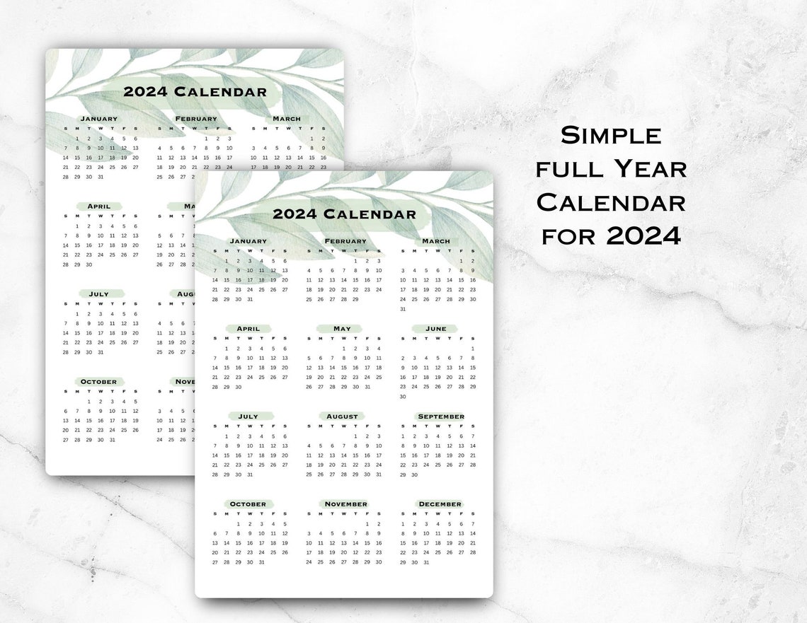 Basic Printable 2024 Calendar. Print Out the Entire Year of 2024. Size ...