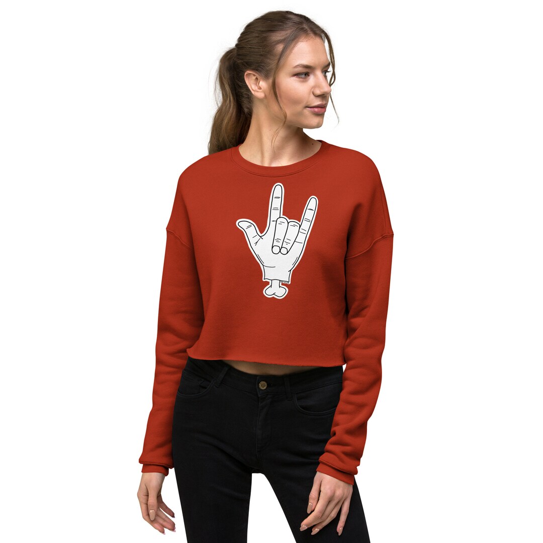 B/W Zombie I Love You Hand ASL DED-AF Crop Sweatshirt - Etsy Österreich