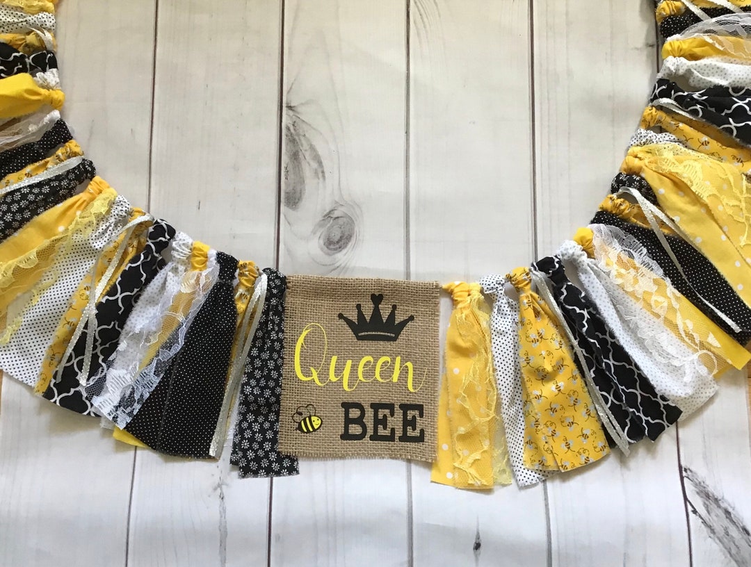 Bee Banners Queen Bee Happy Bee Birthday Highchair Banner Photo ...
