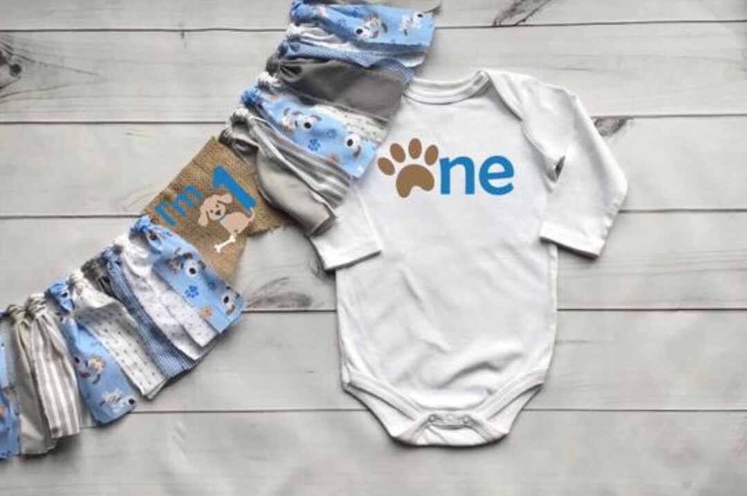 Dog Paw Print Pawty Boys 1st Birthday Outfit Dog Paw Print Birthday ...