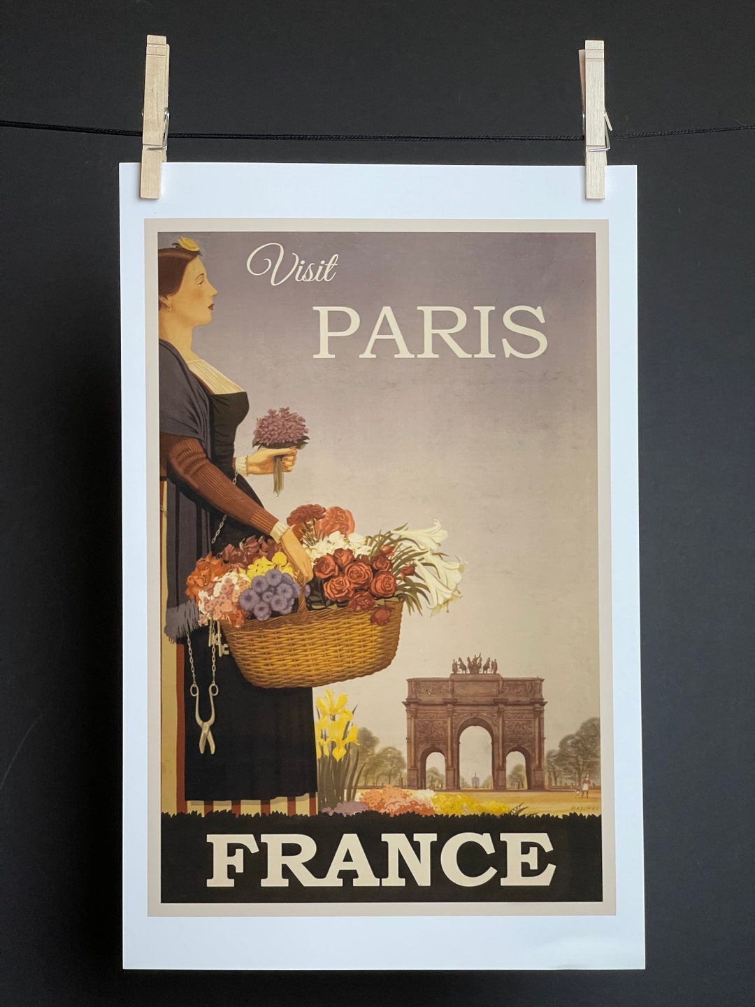 Visit Paris, France Vintage Travel Poster _matte_high Quality Fine Art ...