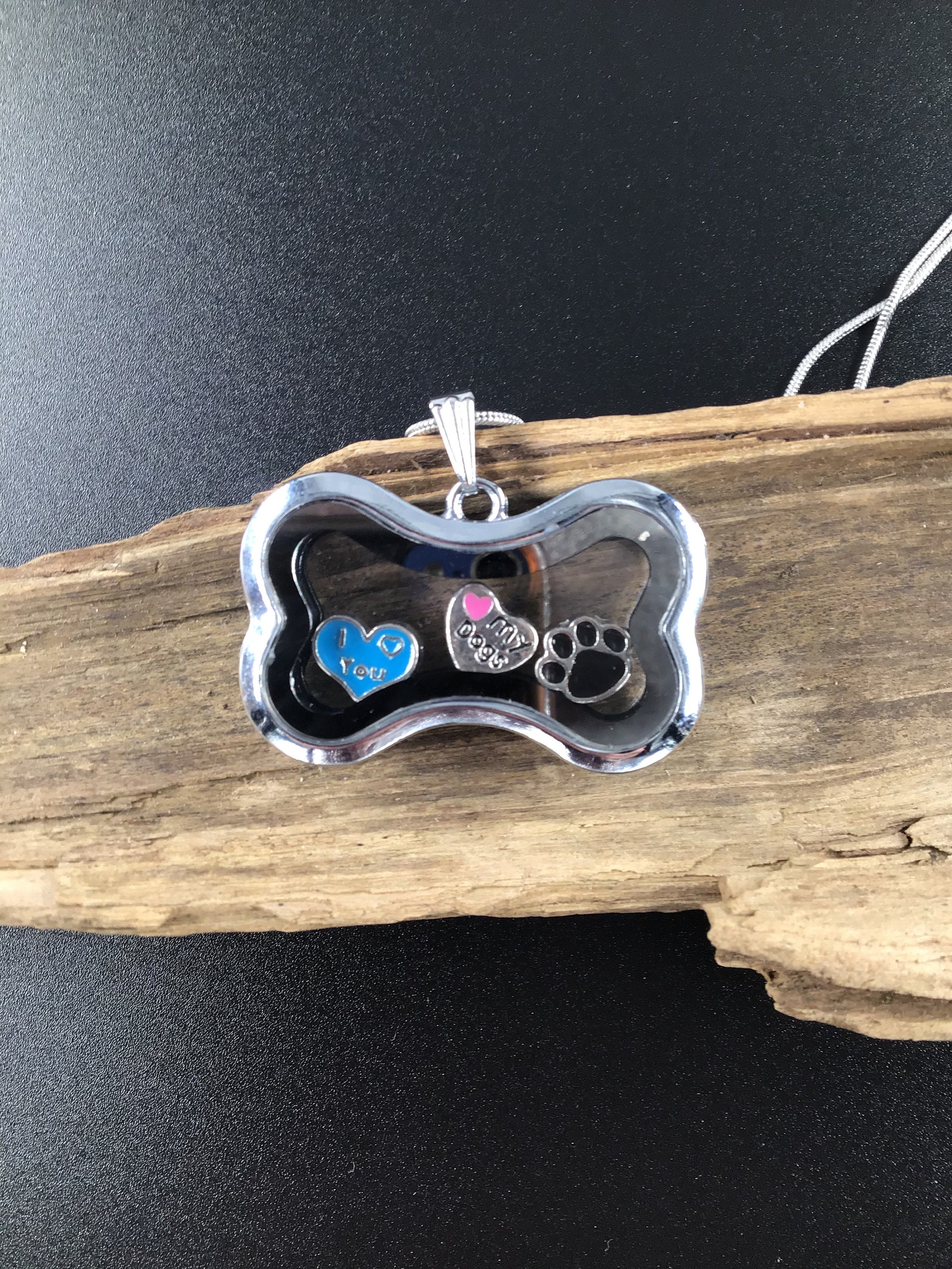 Bone Shape Glass Stainless Steel Locket for Charms Fur | Etsy