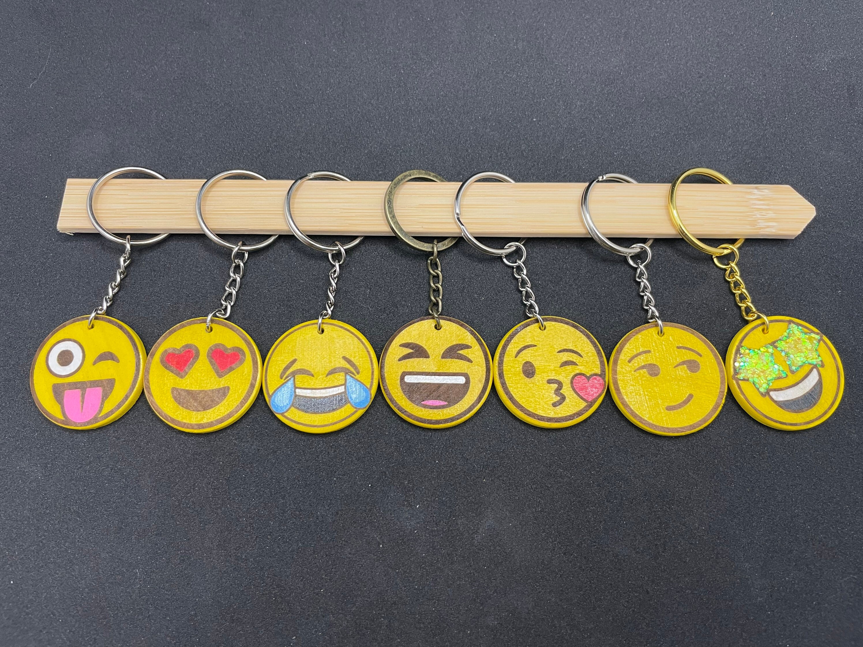 Emoji Keyring Handmade Personalised Wood Keyring Keychain Gifts for Her ...