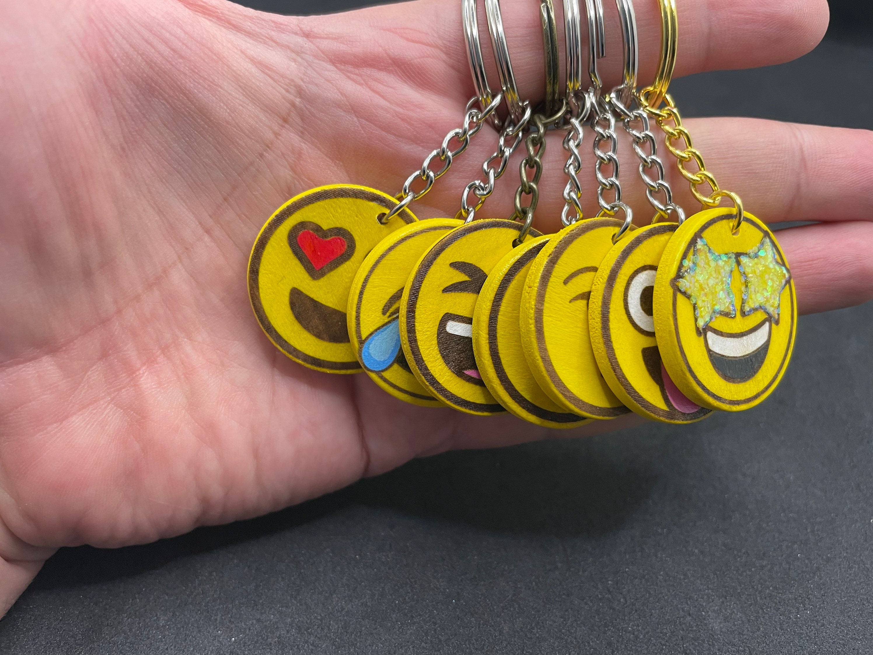 Emoji Keyring Handmade Personalised Wood Keyring Keychain Gifts for Her ...