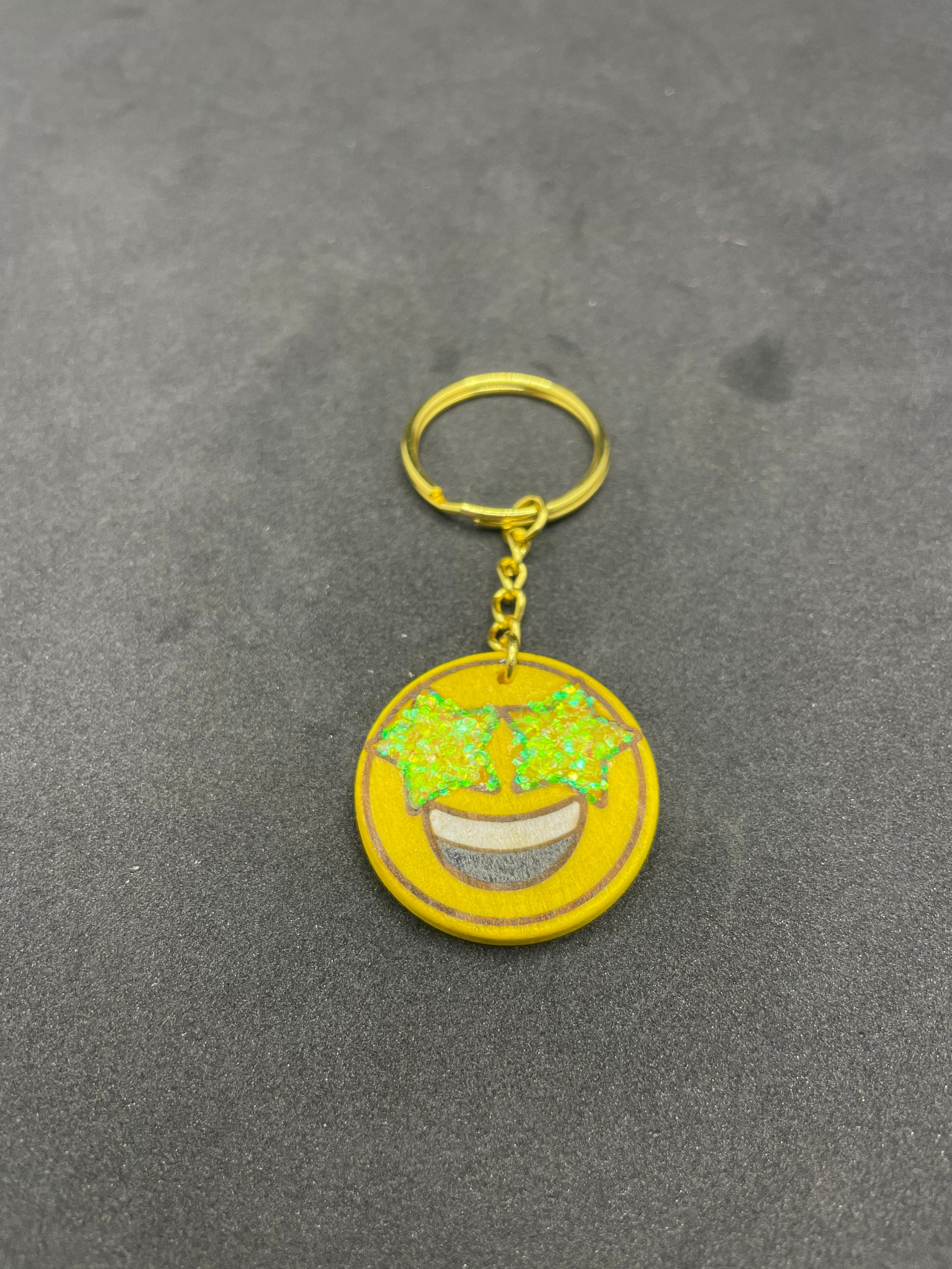 Emoji Keyring Handmade Personalised Wood Keyring Keychain Gifts for Her ...