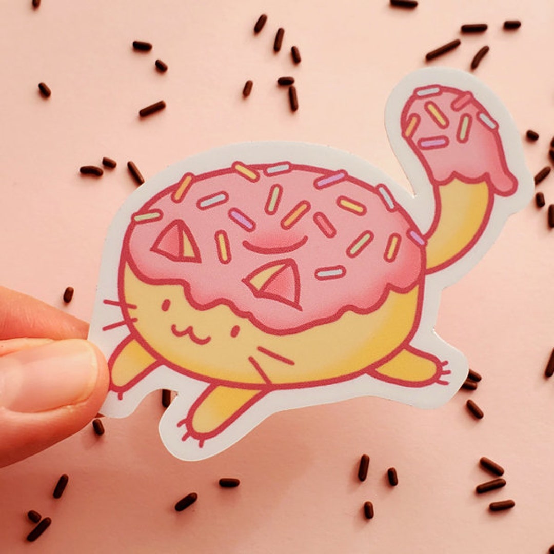 Donut Cat Vinyl Die-cut Sticker - Etsy